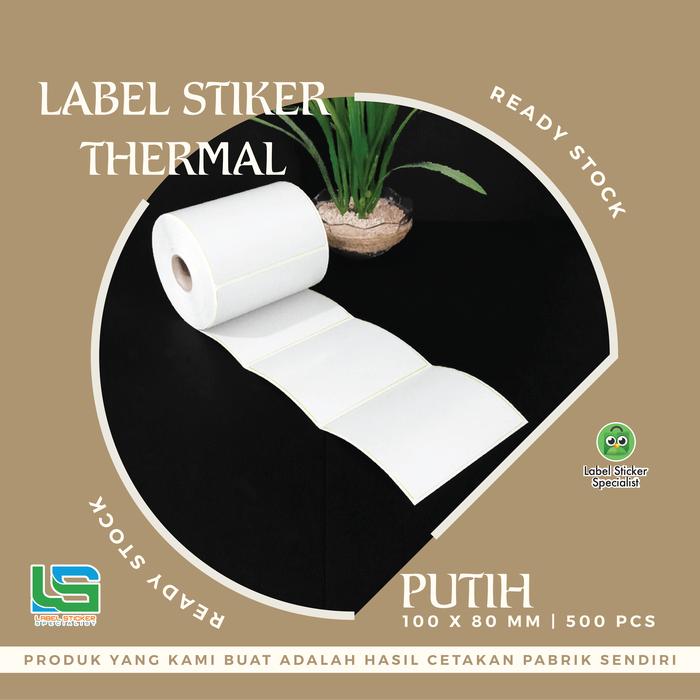 Jual CUSTOME LABEL STICKER THERMAL 100X80 MM ISI 500 PCS - Putih ...