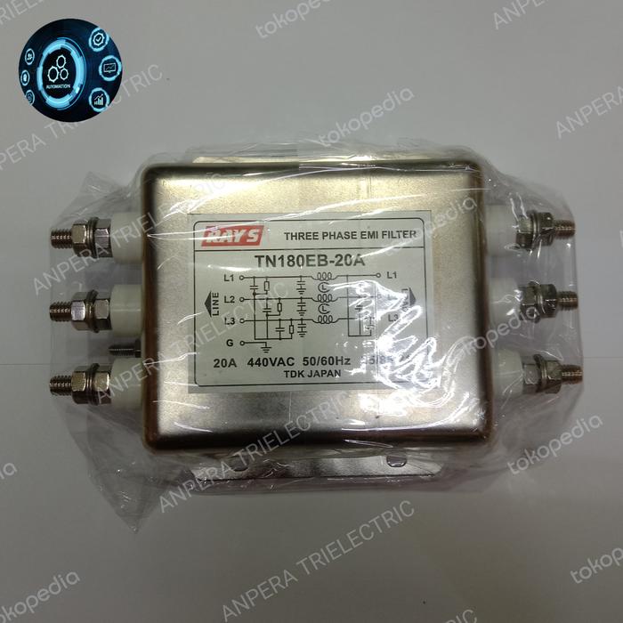 Jual EMI FILTER/NOISE FILTER 20A Three Phase /3 Phase TN180EB-20A RAYS ...