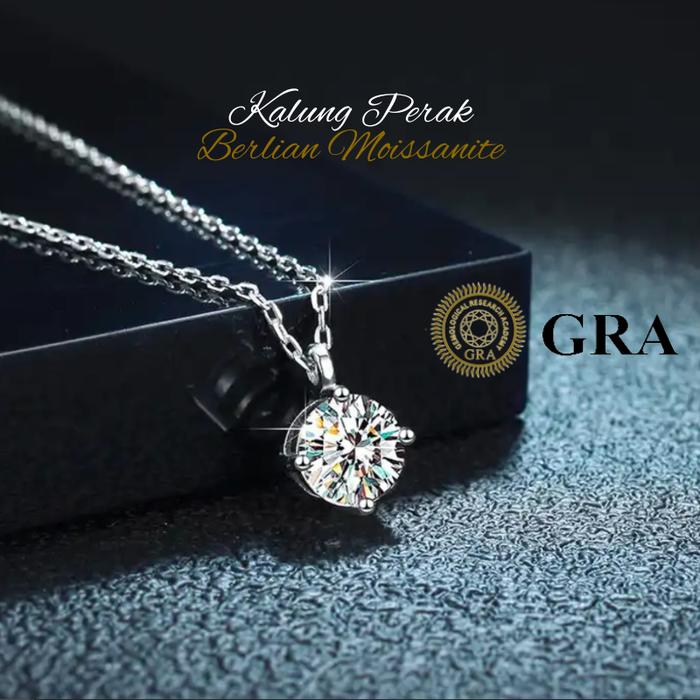 Jual Ladys Necklace Diamond Moissanite 2ct Round Cut Kalung Liontin ...
