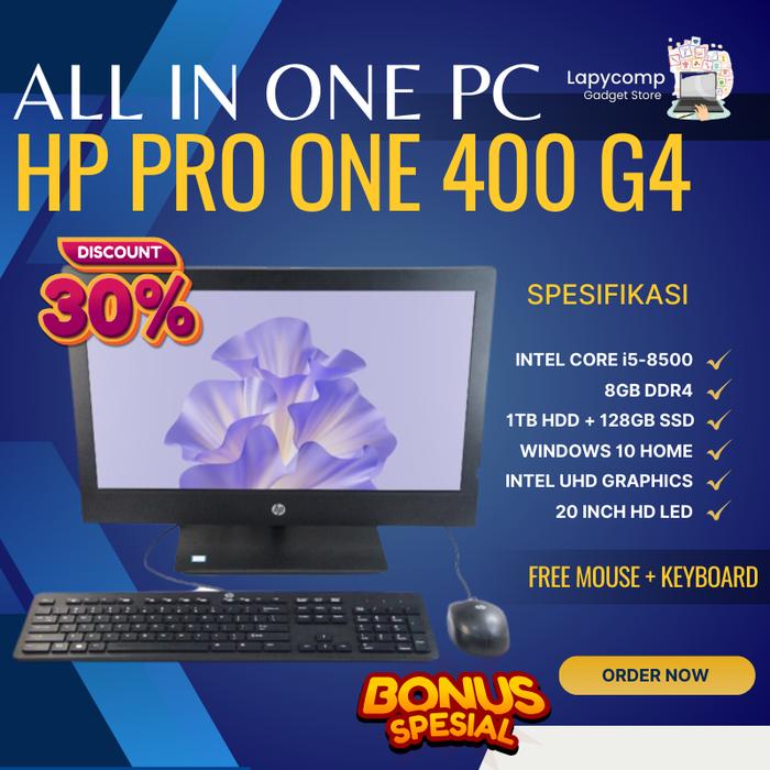 Jual PC DEKSTOP HP AIO PRO ONE 400 G4 i5-8500/8GB/1TB+128GB SSD/20 ...