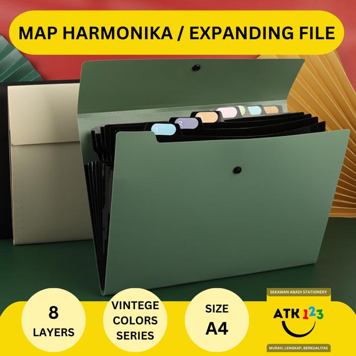 Jual Map Expanding File A4 / Map Harmonika Kancing 8 Layers Vitage ...