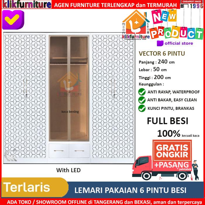 Promo Lemari Pakaian Besi 6 Pintu + Laci VECTOR 6P Cicil 0% 3x - Kota ...