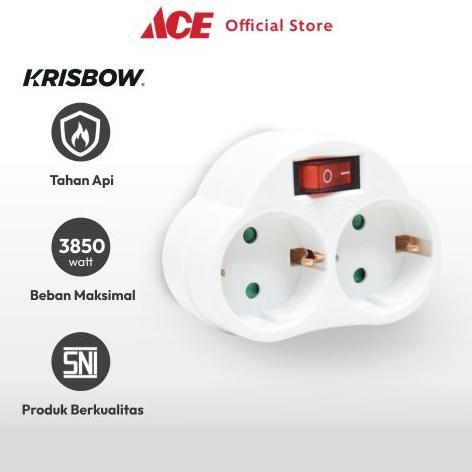 Jual XV Ace - Krisbow Stop Kontak Schuko 2 Soket Dengan Swih - Putih ...