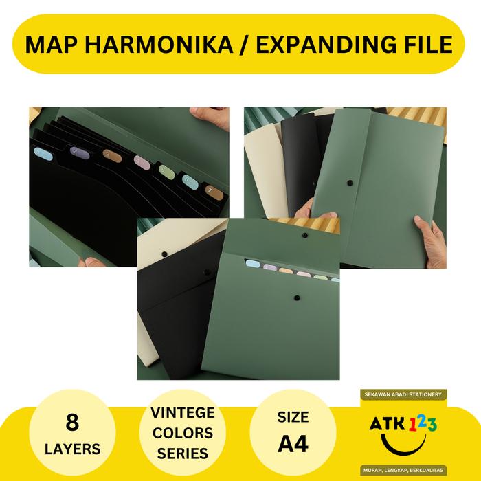 Jual Map Expanding File A4 / Map Harmonika Kancing 8 Layers Vitage ...