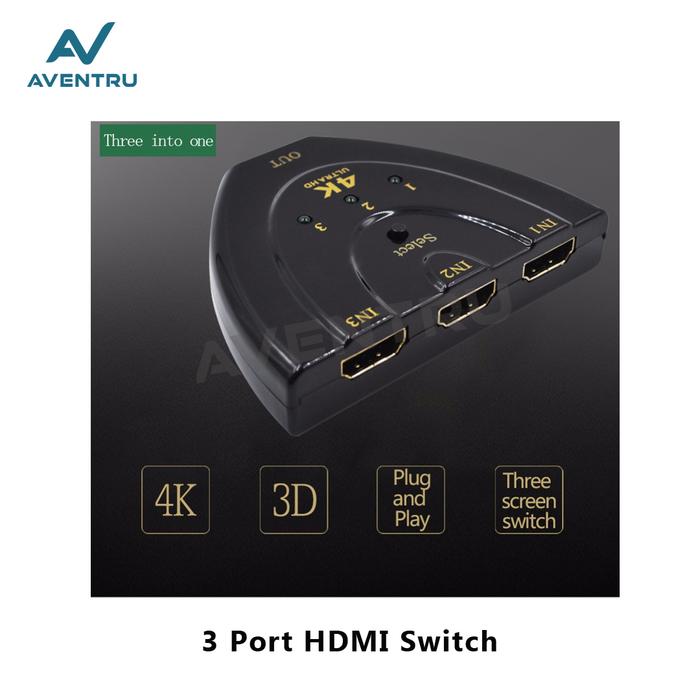 Jual HDMI Splitter Switch Switcher 3 Port Input Support 4K 1080p Ultra ...