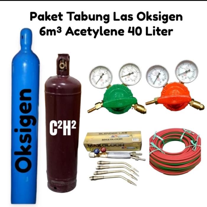 Jual Paket Las Tabung Oksigen 6m3 Acetylene Besar 40 Liter - Kota ...