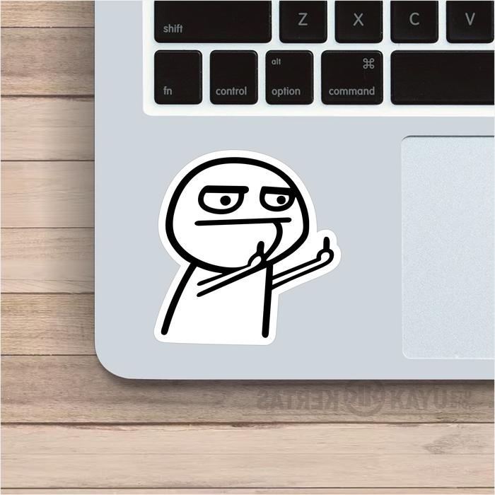Jual Sticker Middle Finger Troll Face Meme | Stiker Anti air + Laminasi ...
