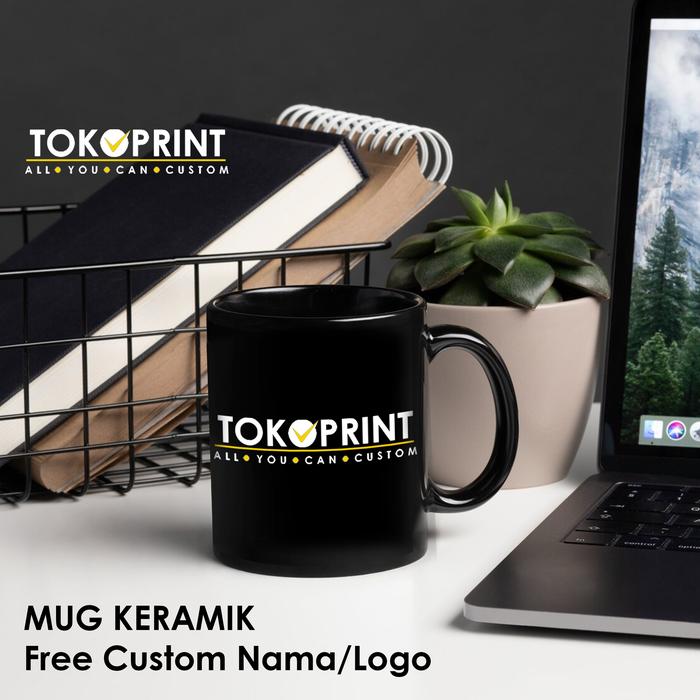 Jual MUG Keramik Gelas Kopi Produk Lokal Warna Hitam Print UV Anti ...