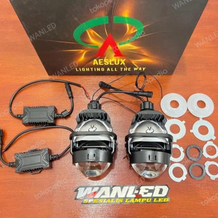 Jual AESLUX SUPER 2,5 INCH SINAR PUTIH BLUE LENS PROJECTOR BILED ...