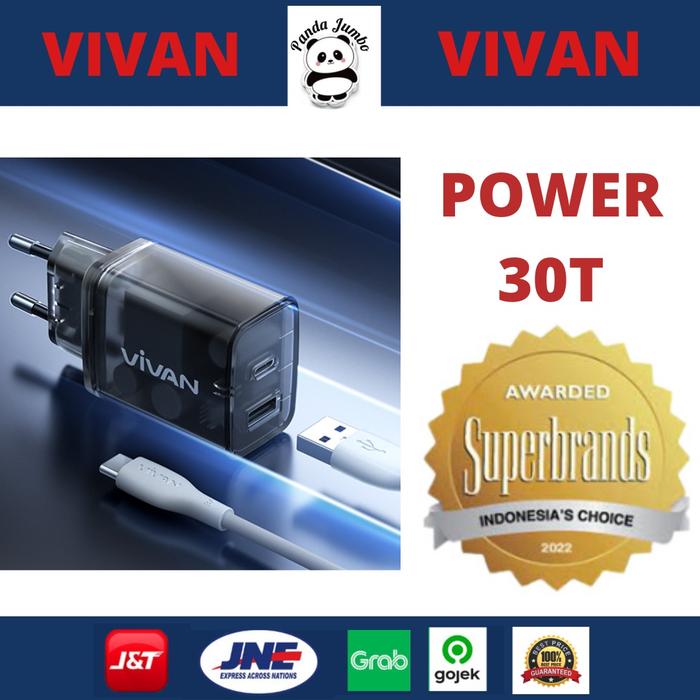 Jual VIVAN Power 30T Black Charger Fast Charging Type C 30W Dual Output ...