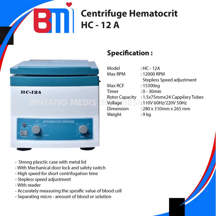Jual Centrifuge Hematocrit HC-12A - Microhematocrit HC 12A | HC 12 A Oregon - Kota Tangerang ...