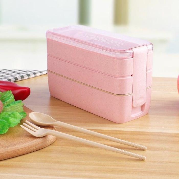 Jual IN LUNCH BOX 3 LAYER REGULAR WHEAT STRAW SET KOTAK BEKAL KOTAK ...