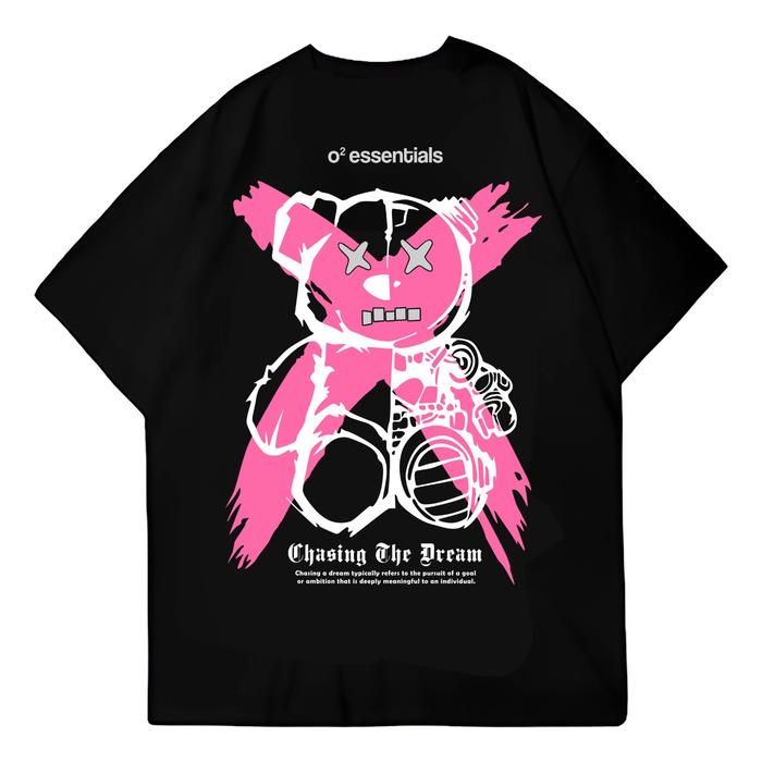 Promo O2 Essentials Kaos Oversize Premium Unisex Dream Bear - Hitam, S ...