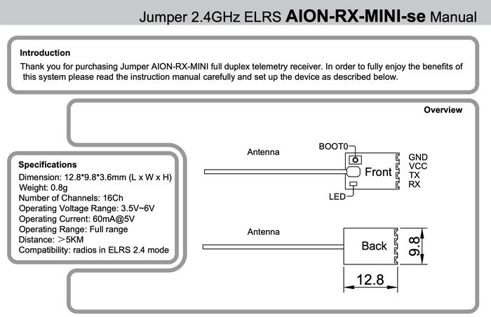 Jual Jumper 2.4g Expresslrs Elrs Aion Rx Mini-se Receiver Rx For Rc ...