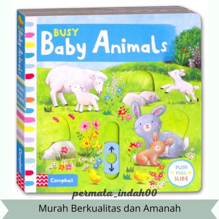 Jual [Campbell] Busy Baby Animals - Push Pull Slide Board Book ...