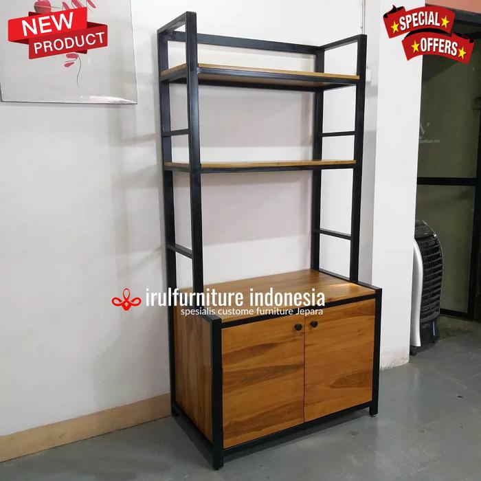 Jual rak industrial besi kayu jati - rak buku serbaguna besi ambalan ...