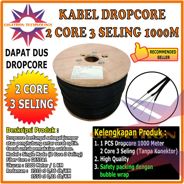 Promo Kabel Dropcore 2 Core 3 Seling 1km 1000m Wire Fiber Optic FO ...
