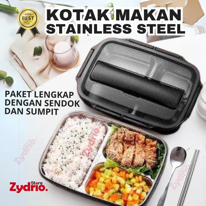 Jual Lunch Box Set Stainless Steel / Tempat Bekal Kotak Makan Sekolah ...