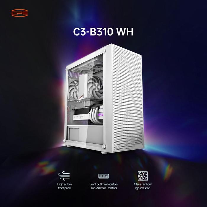 Jual Casing Pc Cooler / Pccooler C3-b310 Matx - Free 4 Fan Rgb - White ...