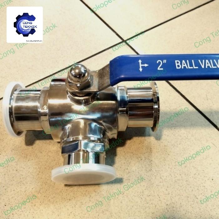 Jual Ball Valve Sanitary Three Way 2" Inch Stainless 316L Foodgrade 3 ...