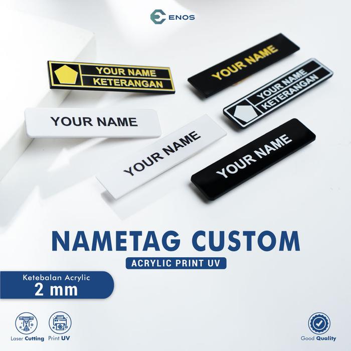 Jual Name Tag Akrilik / Papan Nama Dada Magnet Print UV / Custom Name ...