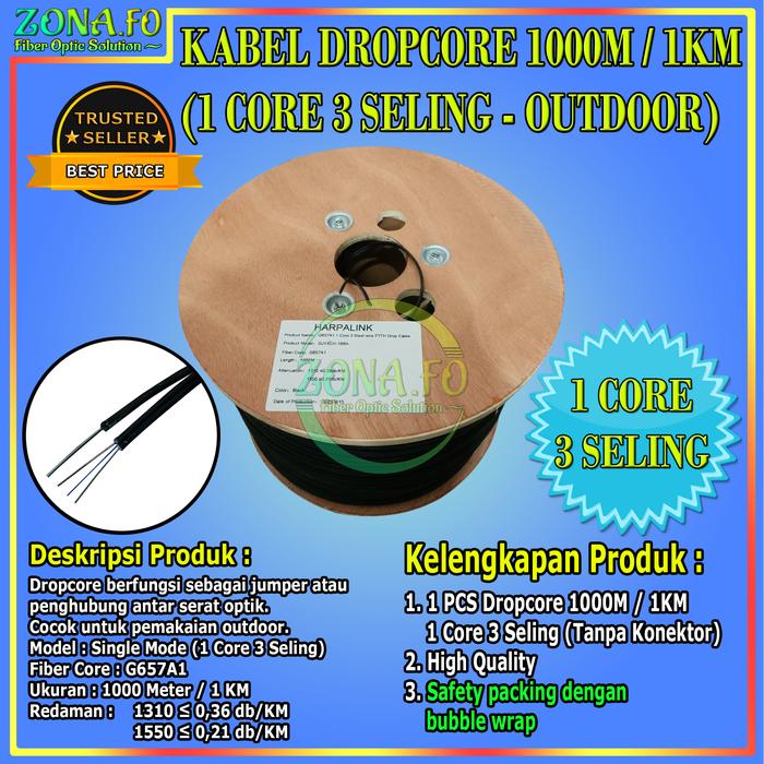 Promo Kabel Dropcore 1 Core 3 Seling 1km 1000m Wire Fiber Optic FO ...