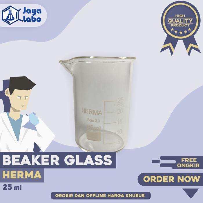 Jual BEAKER GLASS 25 ml Herma / GELAS KIMIA LABORATORIUM - Kota ...