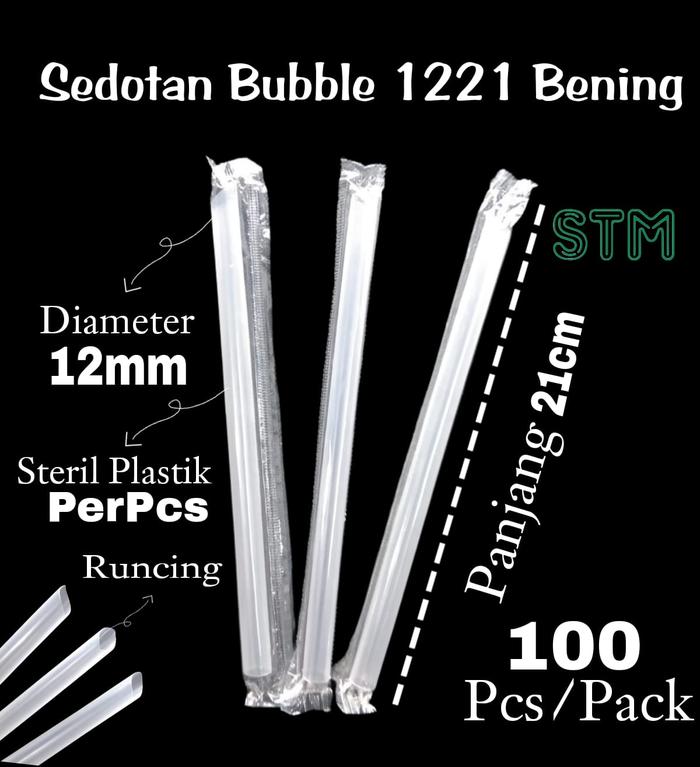 Promo Sedotan Bubble Besar 1221 WF Isi 100Pcs Boba Straw 12mm 21cm ...