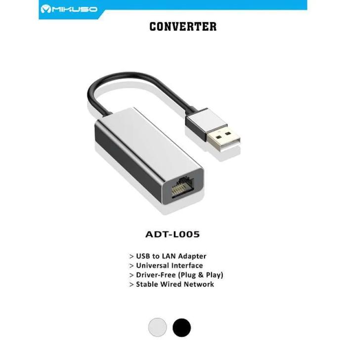 Jual Usb To Lan Mikuso Adt-l005 Usb To Lan Adapter 100mbps Di Seller ...