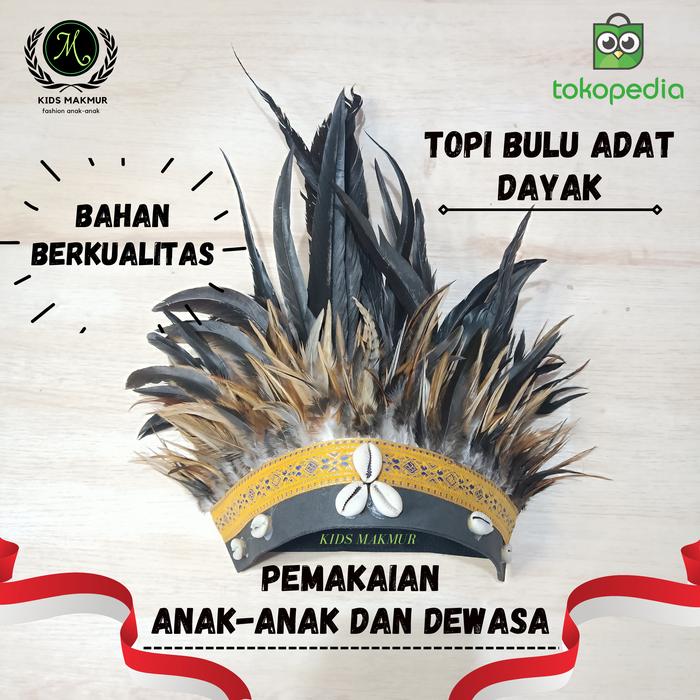 Jual Topi adat dayak etnik dayak topi bulu dayak aksesoris kepala bulu ...