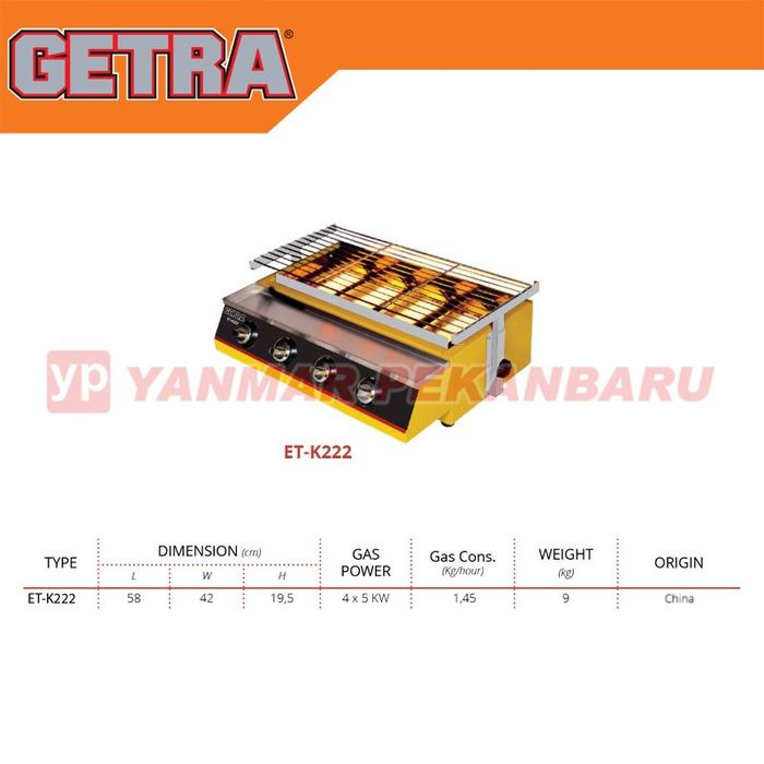 Jual Mesin Barbeque Gas / Barbeque Machine GETRA ET-K222 4 Burner ...