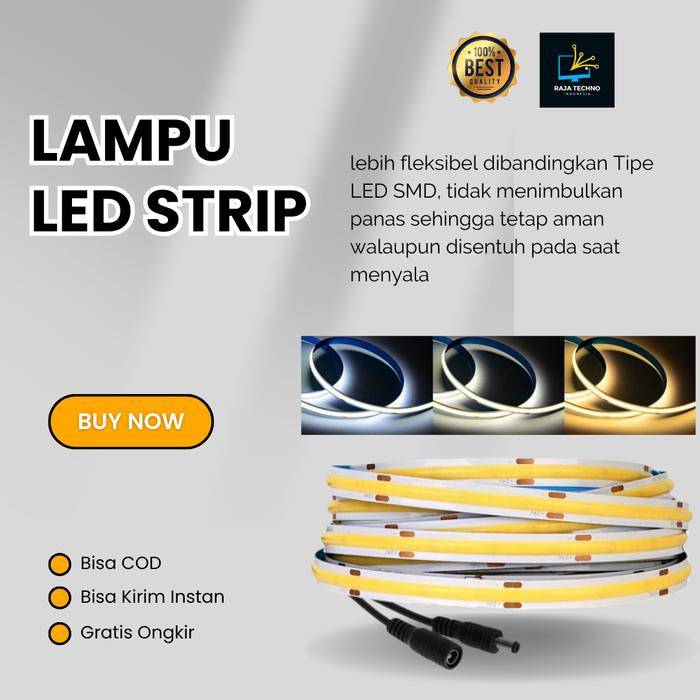 Jual Lampu LED Strip FCOB Male & Female Head 320 Lights 12V 3000K - Jakarta Barat - Raja Techno ...