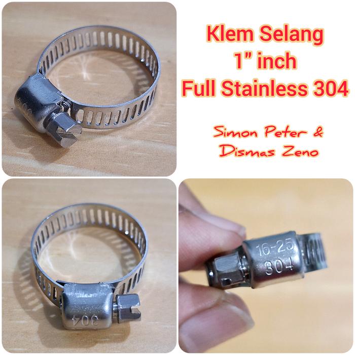 Jual Klem Selang Full Stainless SUS 304 1" inch Hose Clamp anti karat ...