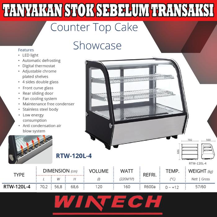 Jual Gea RTW-120L-4 Counter Top Cake Showcase / Cake Display Kaca ...