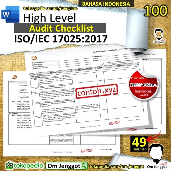 Jual High Level Audit Checklist ISO/IEC 17025:2017 Persyaratan umum kompetensi laboratorium ...