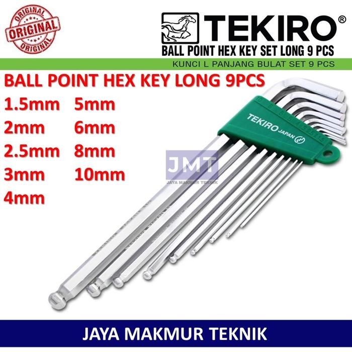 Jual TEKIRO Kunci L Panjang Ballpoint Ball Point Hex Key Long Set 9 Pcs ...