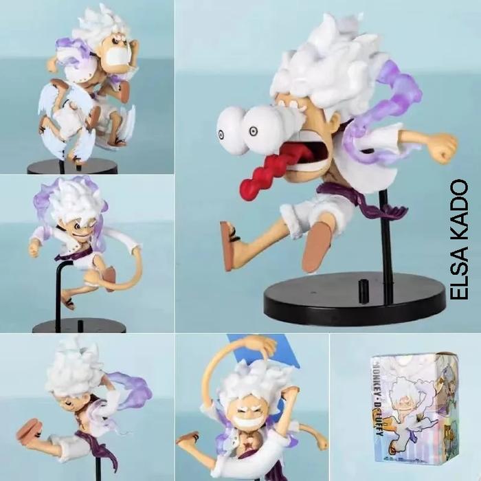 Promo Luffy Gear 5 Chibi Ver Set 5 Pcs Action Figure Happy Pose Nika ...