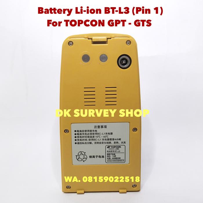 Jual BATTERY Li-ion BT-L3 Pin 1 / BATERAI u/ TOTAL STATION TOPCON GTS ...