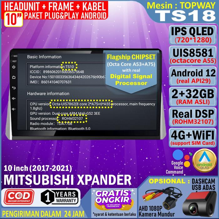 Jual Frame + PNP Headunit Android 10 inch Xpander 2017-2021 TS18 ...