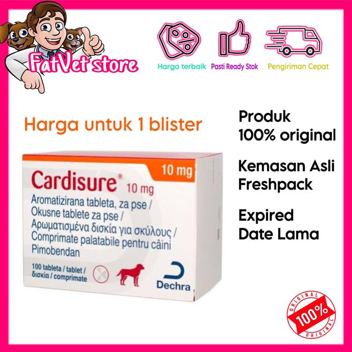 Jual Cardisure pimobendan 10mg suplemen jantung anjing per strip 10 ...