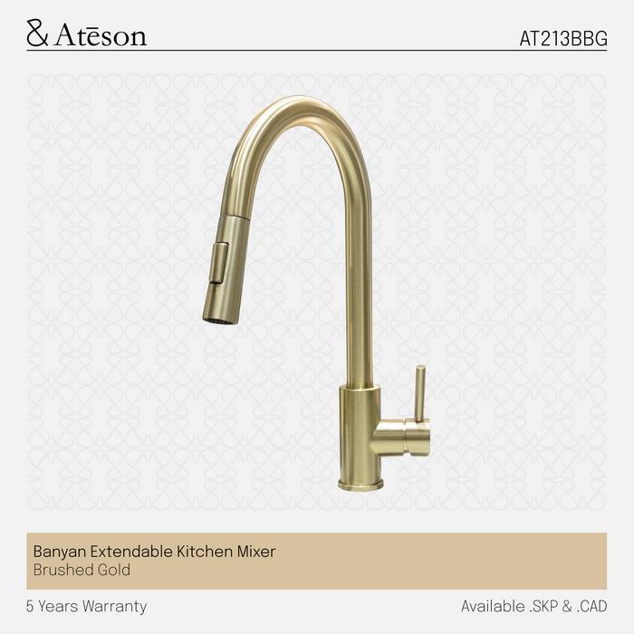 Promo ATESON AT213BBG Keran Mixer Sink Tarik Extendable Emas Cicil 0% ...