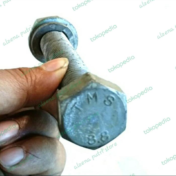 Jual bolt nut/baut mur m20 × 150mm drat full baja 8.8 hdg galvanis ...