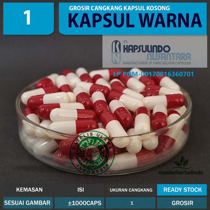 Promo cangkang kapsul kosong warna #1 isi 1000 caps - SCARLET WHITE ...