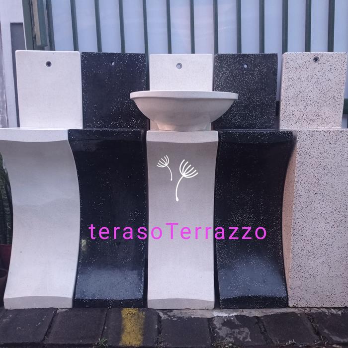Jual Washtafel model Lengkung Putih Teraso/terrazzo, free kran free ...