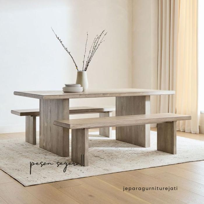 Jual Meja Makan Kayu Jati Solid Dining Table Minimalis Modern - Kab ...