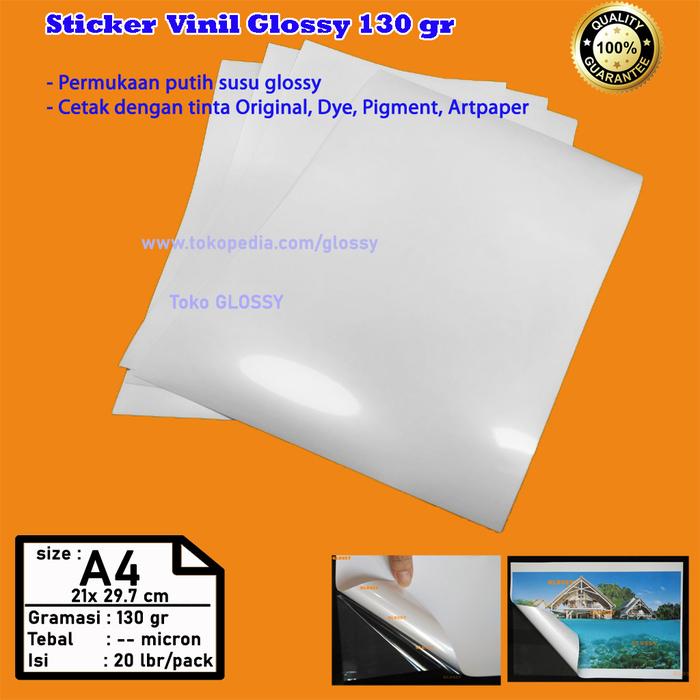 Jual STICKER VINYL GLOSSY A4 130 gsm / STIKER VINIL GLOSSY A4 130 gr ...