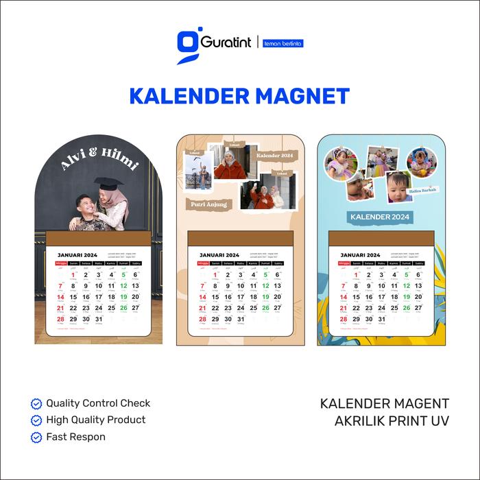 Jual Custom Kalender Magnet Akrilik Print UV Estetik Souvenir Tahun ...