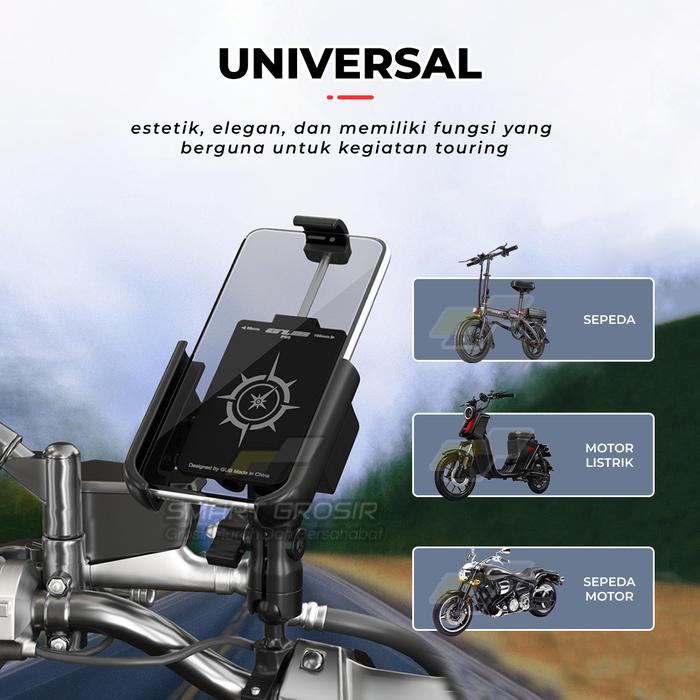 Jual Phone Holder Hp Gub P50 Motor Full Besi Alumunium Stang Spion Sepeda T - P50 Spion Di ...