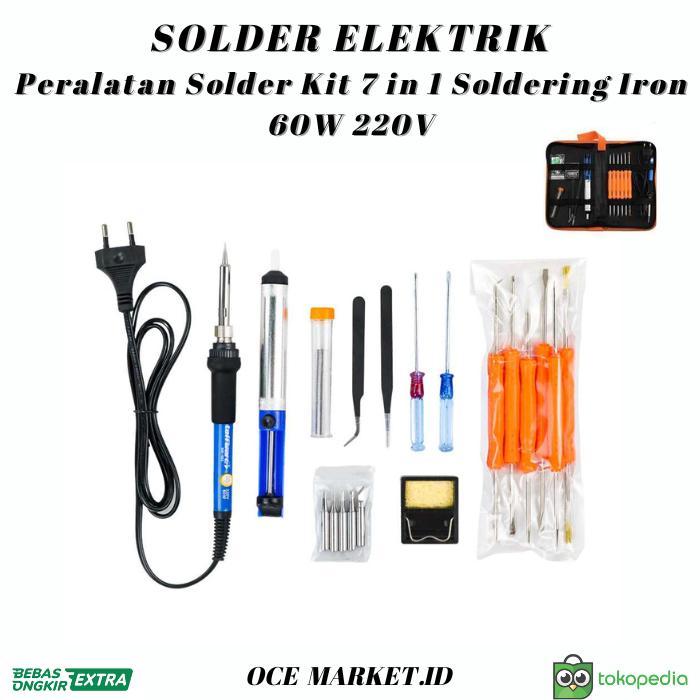 Promo solder listrik lengkap 1 set 60 watt 220 volt 7 alat dalam 1 ...