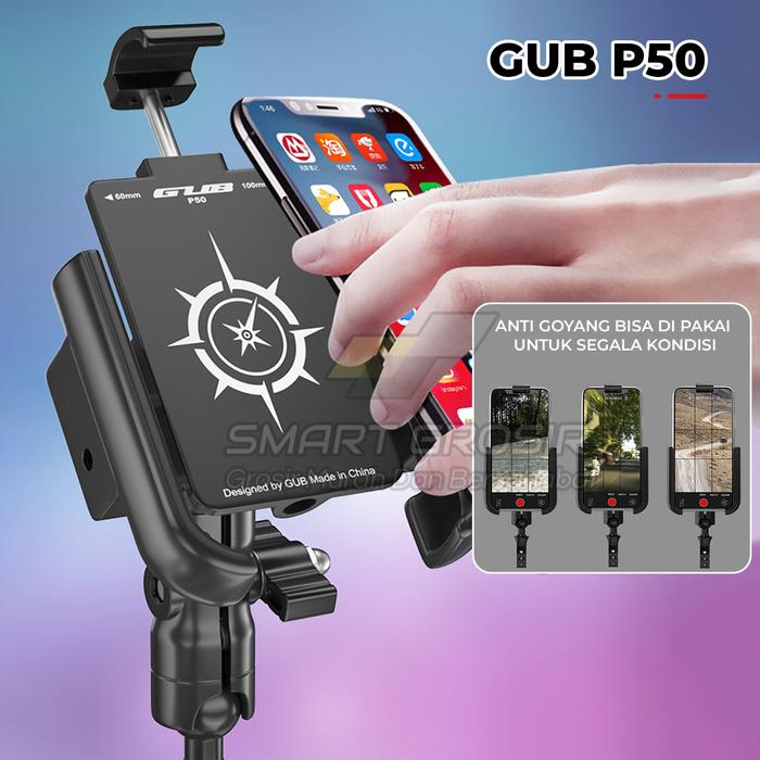 Jual Phone Holder Hp Gub P50 Motor Full Besi Alumunium Stang Spion Sepeda T - Breket Gub 236 Di ...
